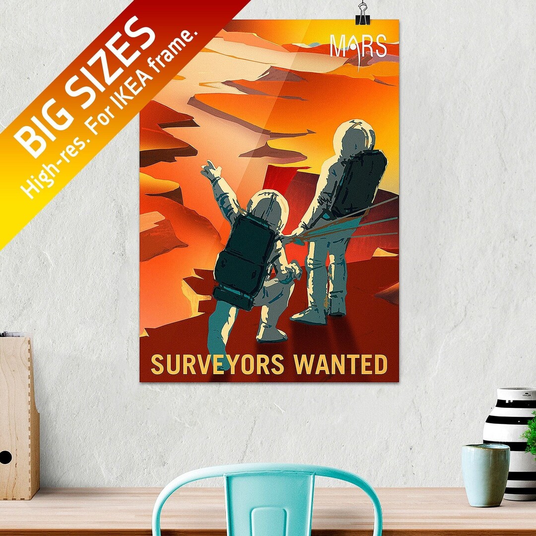 NASA Mars Vintage: Surveyors Wanted — Retro Space Poster, Science Print ...