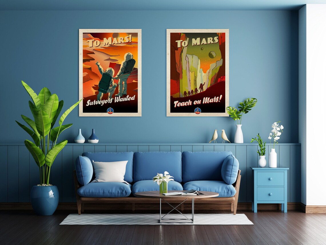 To Mars! — Vintage Space Poster, Retro Space Art, Propaganda Poster ...