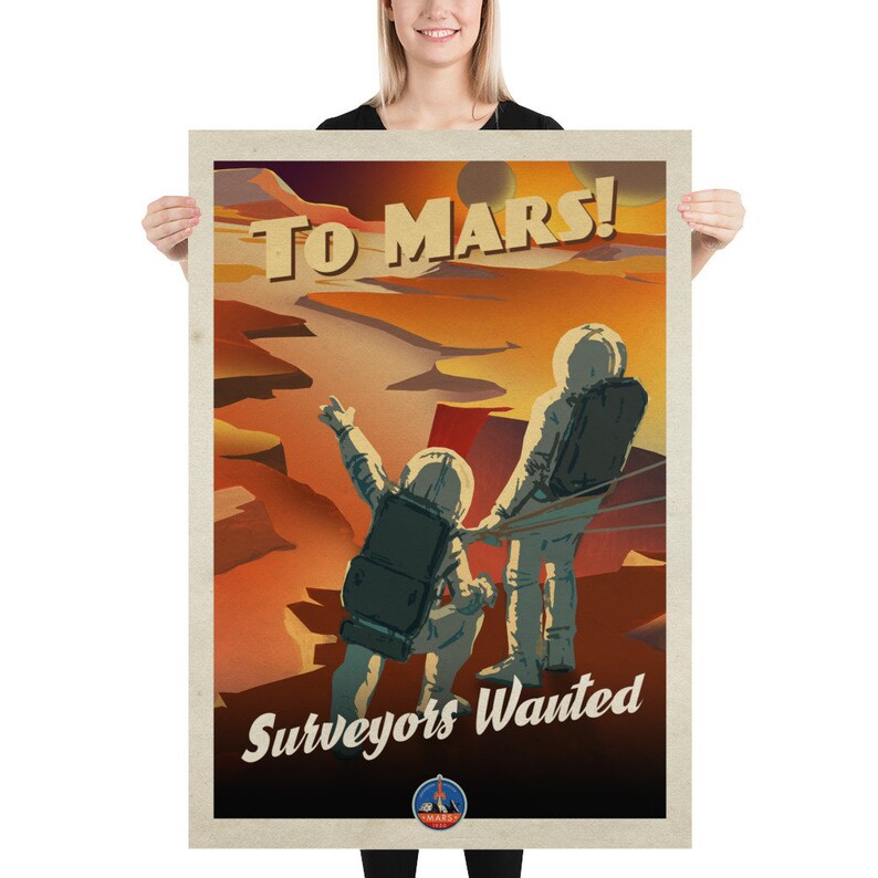 To Mars! — Retro Space Travel Poster With Motivational Quote, 1950s ...