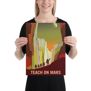 NASA Mars Vintage: Teach on Mars — Retro Space Poster, Science Print ...