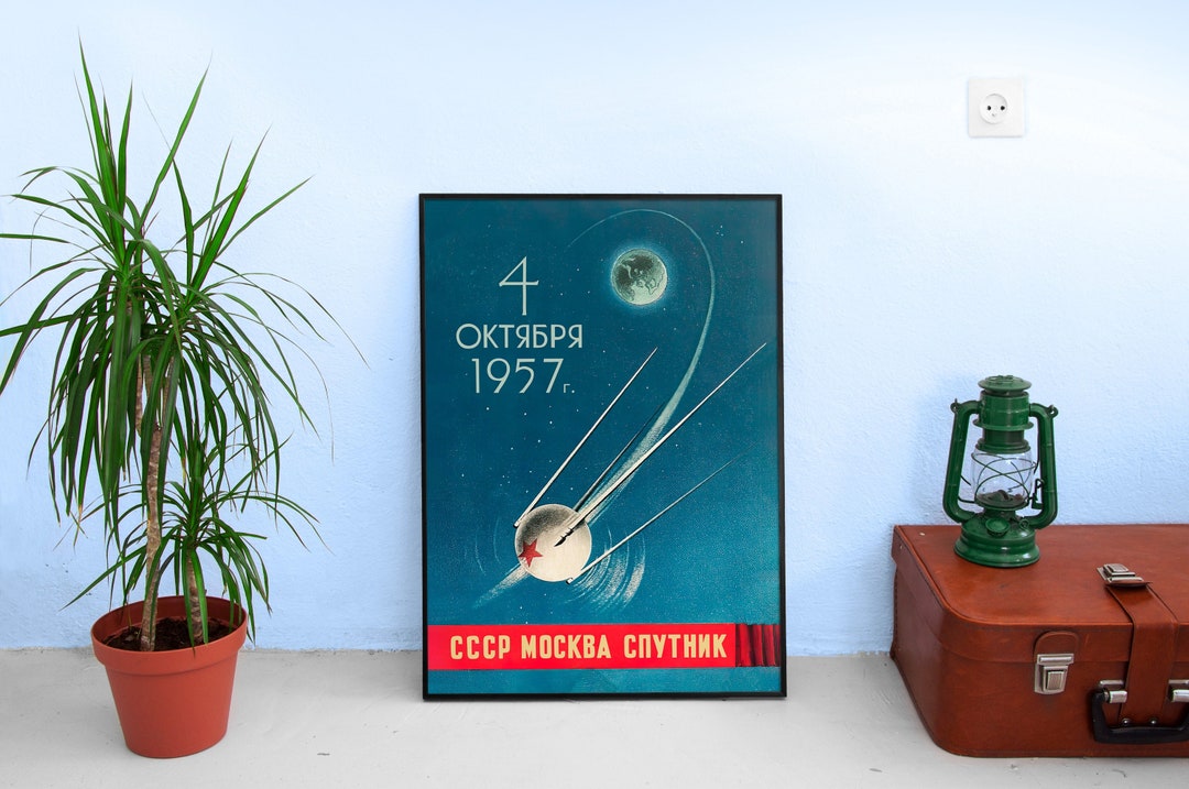Sputnik 1 Poster, 1957, USSR — Soviet Vintage Space Poster, Soviet ...