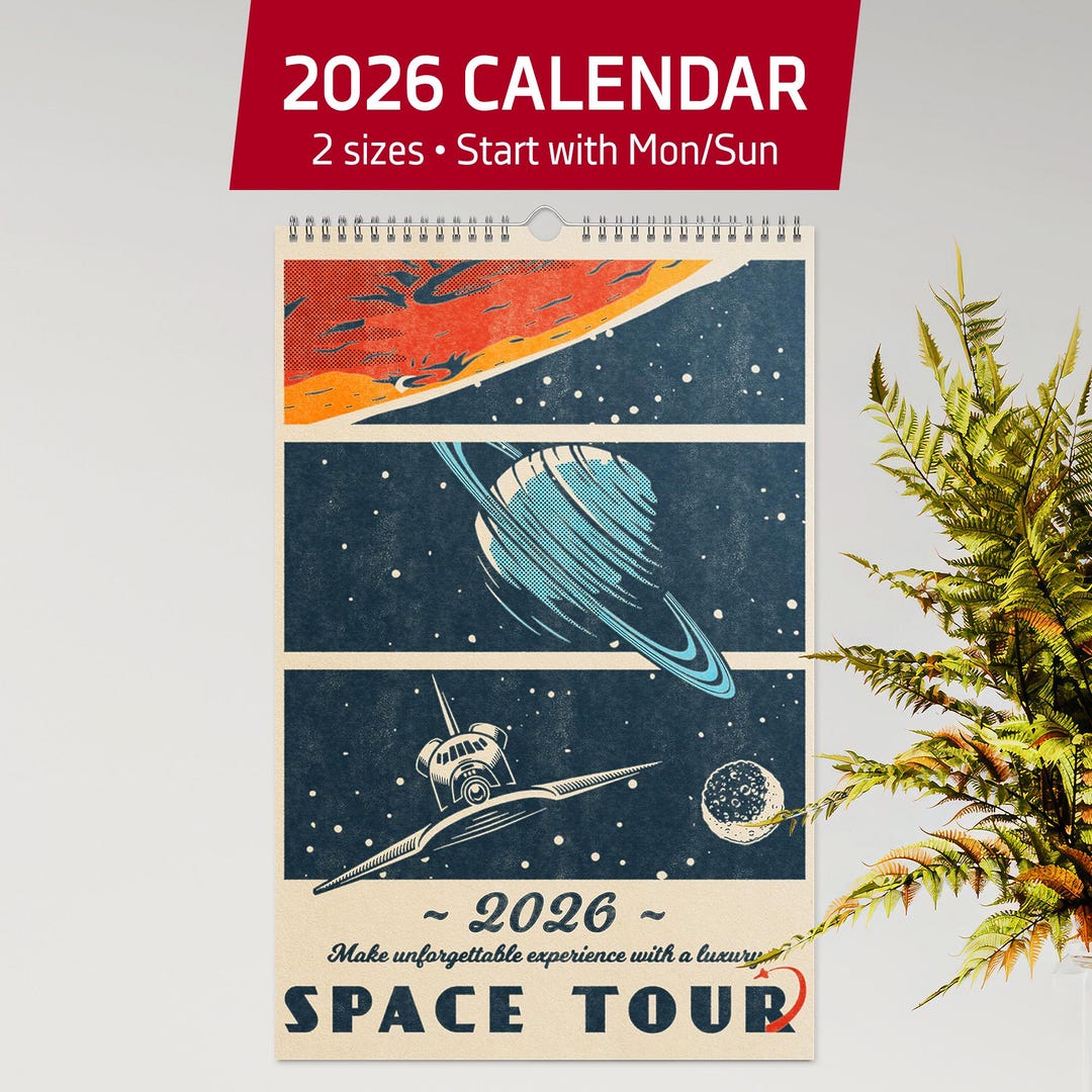 2026 Space Calendar – Retro Sci-fi Wall Calendar With Vintage Space Art ...
