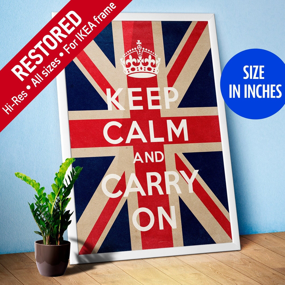 Keep Calm and Carry on With UK Flag. UK, 1939 — Vintage Poster, Retro ...