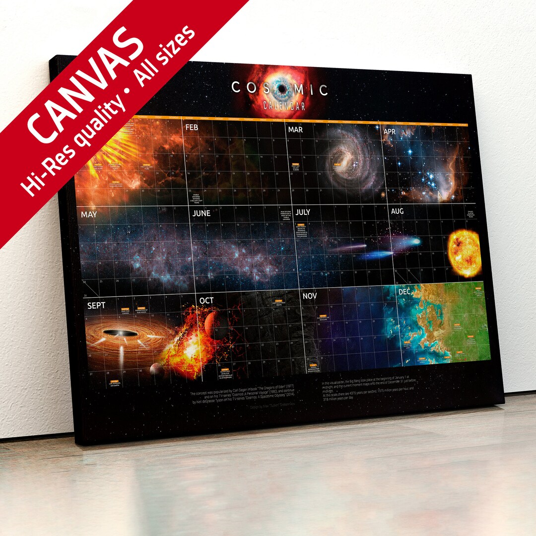 Cosmic Calendar carl Sagan Style, Universe Evolution Chart Canvas ...