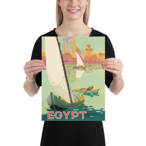 Egypt, the Nile River, 1930s — Retro Travel Poster, Vintage Travel Art ...