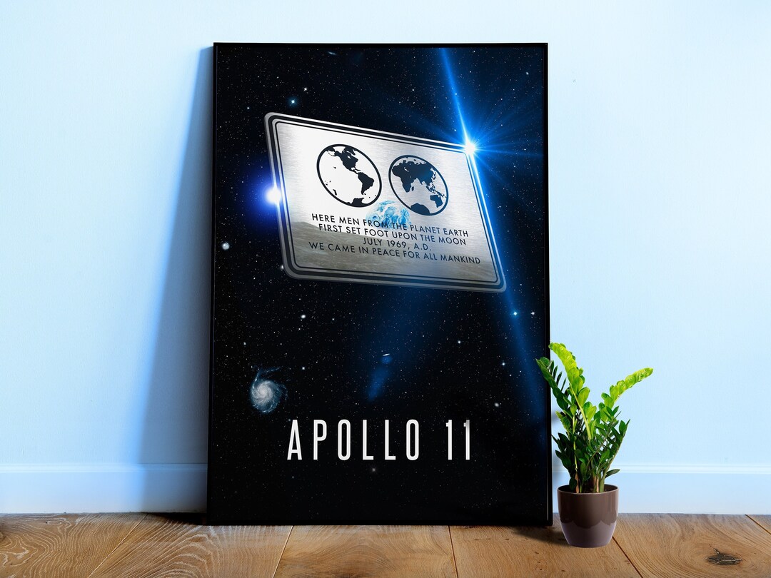 NASA Apollo 11 Plaque, 3D With Quote — Space Poster, Science Print ...