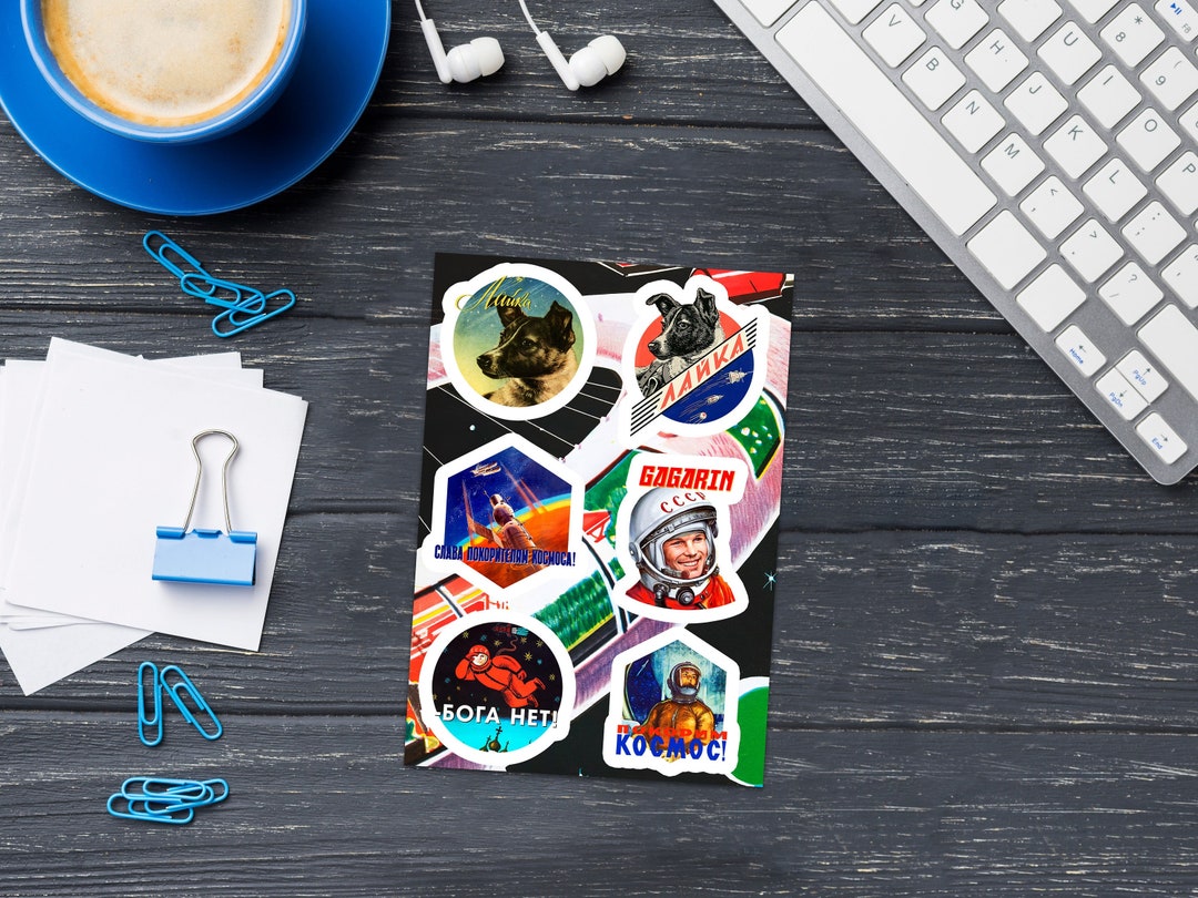 Soviet Vintage Space Stickers/laika Stickers/gagarin Stickers — Space ...