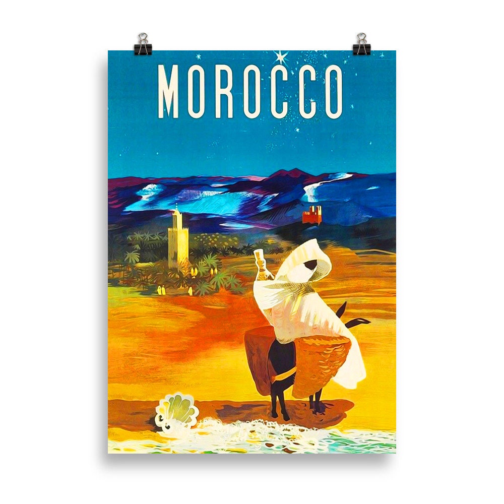 Morocco Africa 1960 Retro Vintage Travel Poster | Etsy
