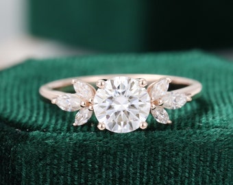 Hexagon Cut Moissanite Engagement Ring Rose Gold Vintage | Etsy