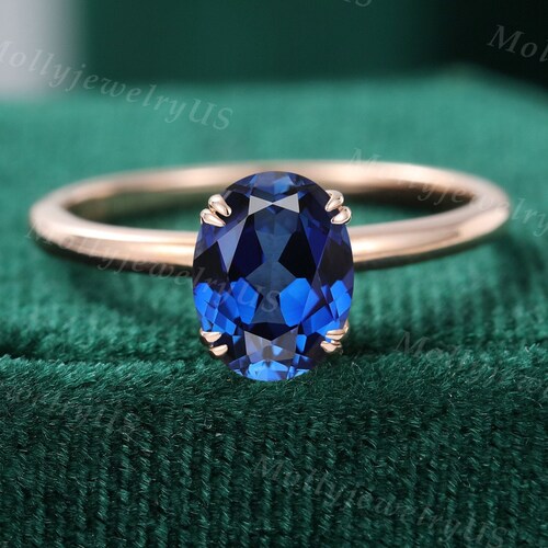 Simple Blue Sapphire Engagement Ring Sapphire Solitaire - Etsy