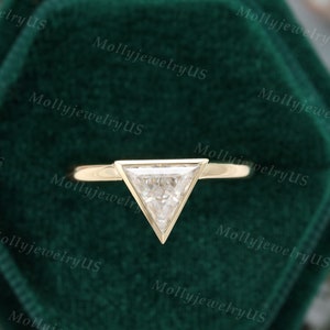 Unique Triangle Engagement Ring Women Simple Engagement Ring Yellow ...