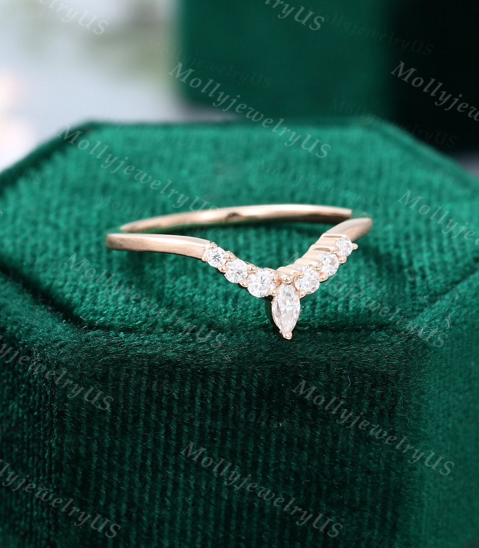 Curved Wedding Band Vintage Rose Gold Wedding Band Women | Etsy