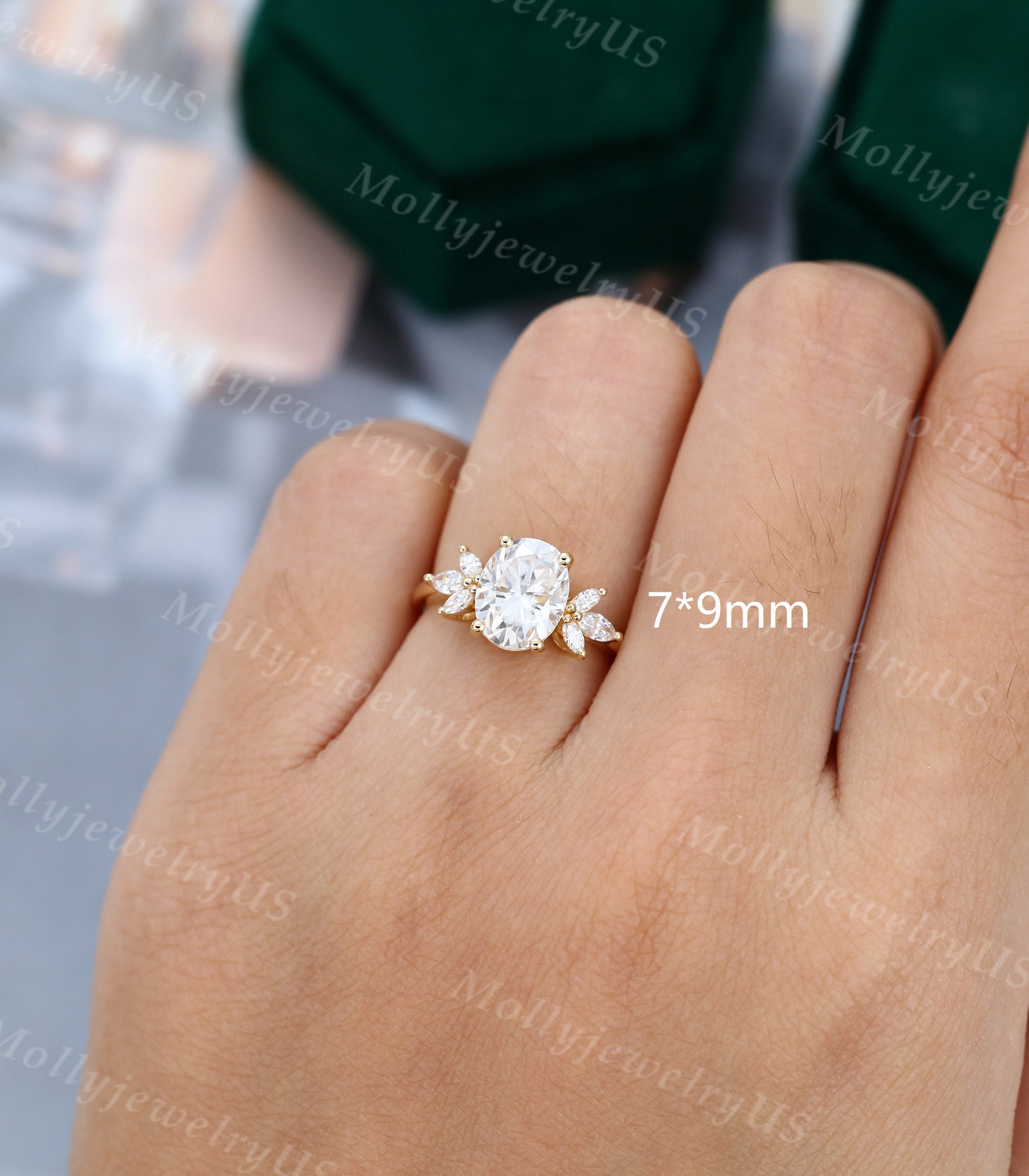 Oval Moissanite Engagement Ring Vintage Unique Marquise Cut - Etsy