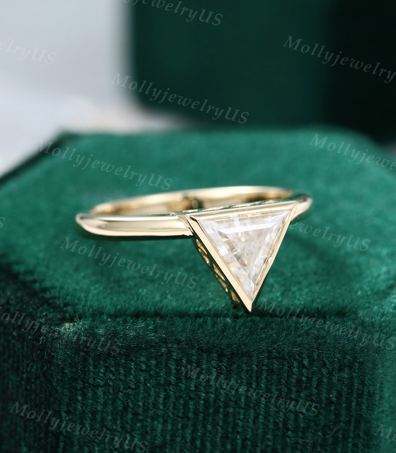 Unique Triangle Engagement Ring Women Simple Engagement Ring | Etsy