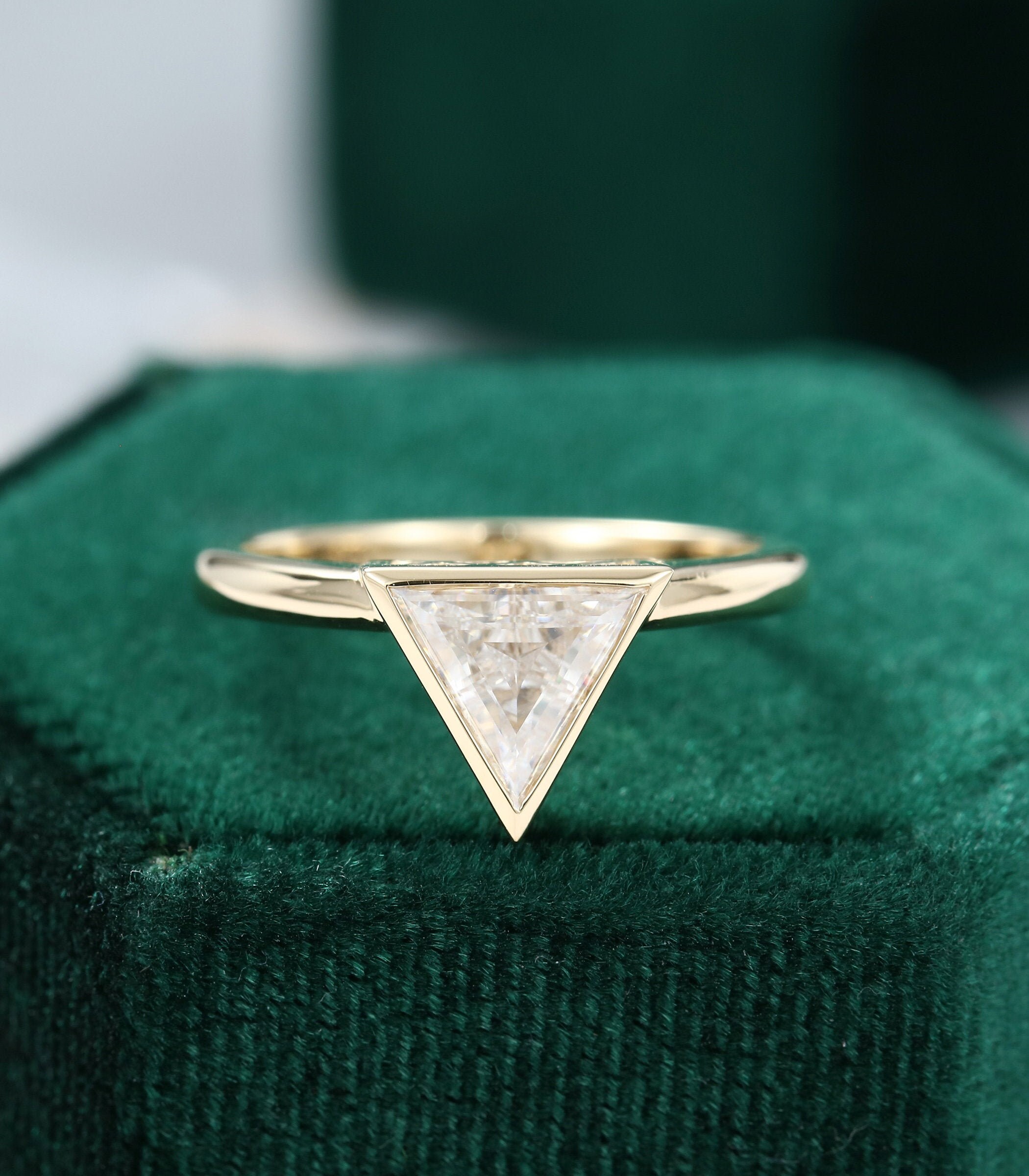 Unique Triangle engagement ring women Simple engagement ring | Etsy