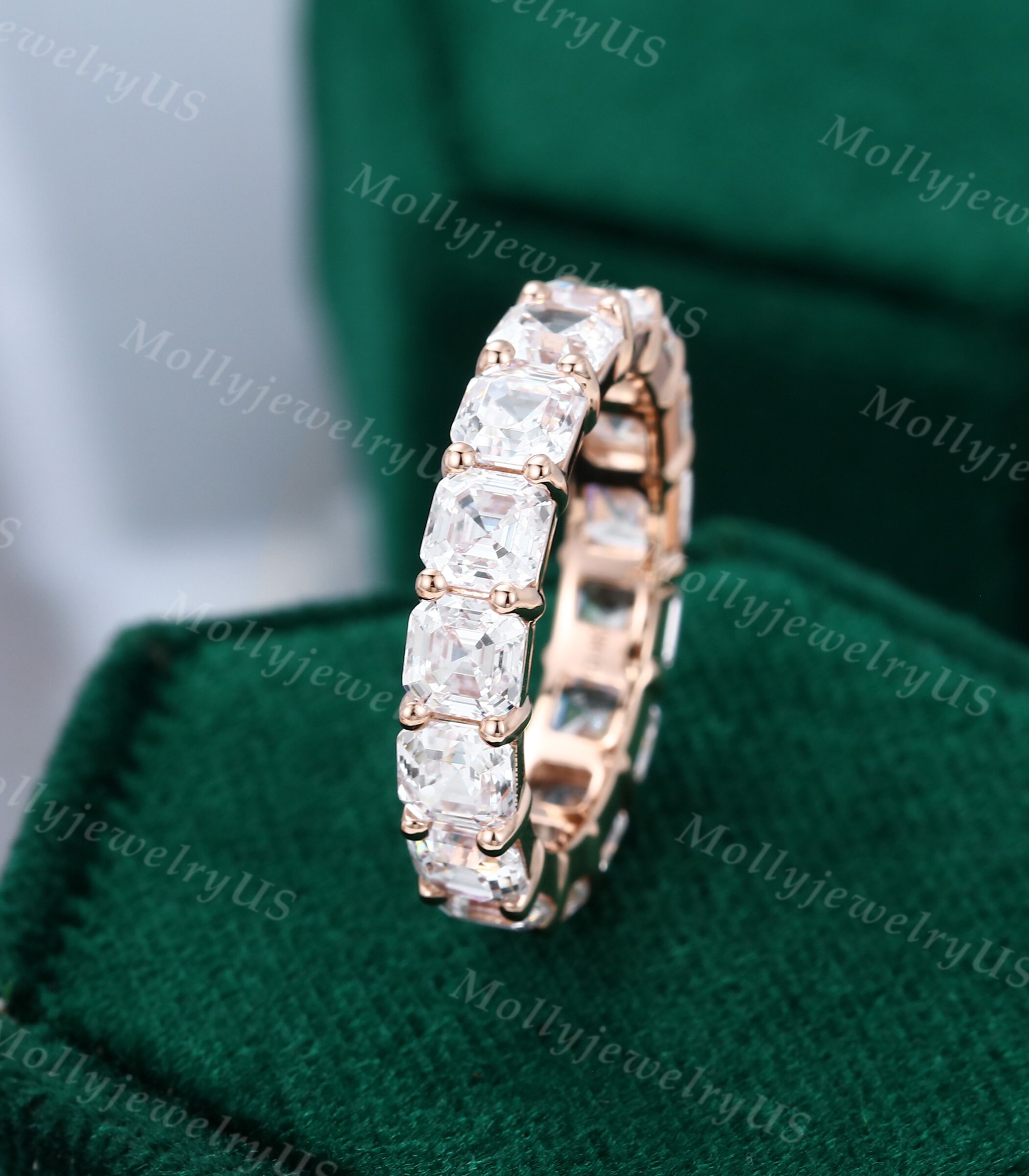 Unique Wedding Band Woman Full Eternity Rose Gold Wedding Band | Etsy