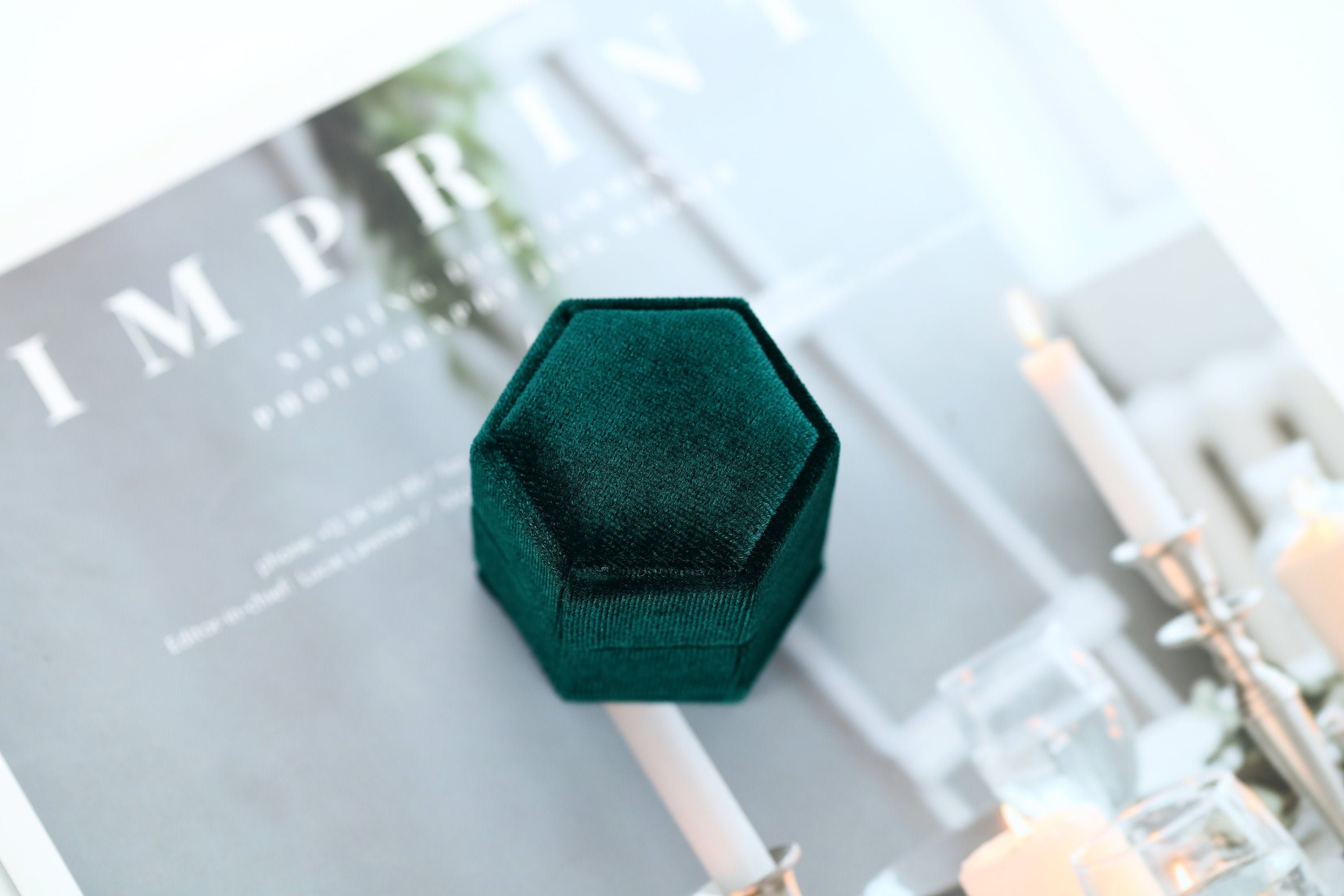 Ring Box Beautiful Ring Box Simple Ring Box Velvet Ring Box Hexagon ...