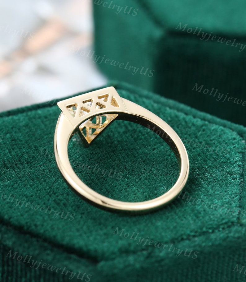 Unique Triangle Engagement Ring Women Simple Engagement Ring | Etsy