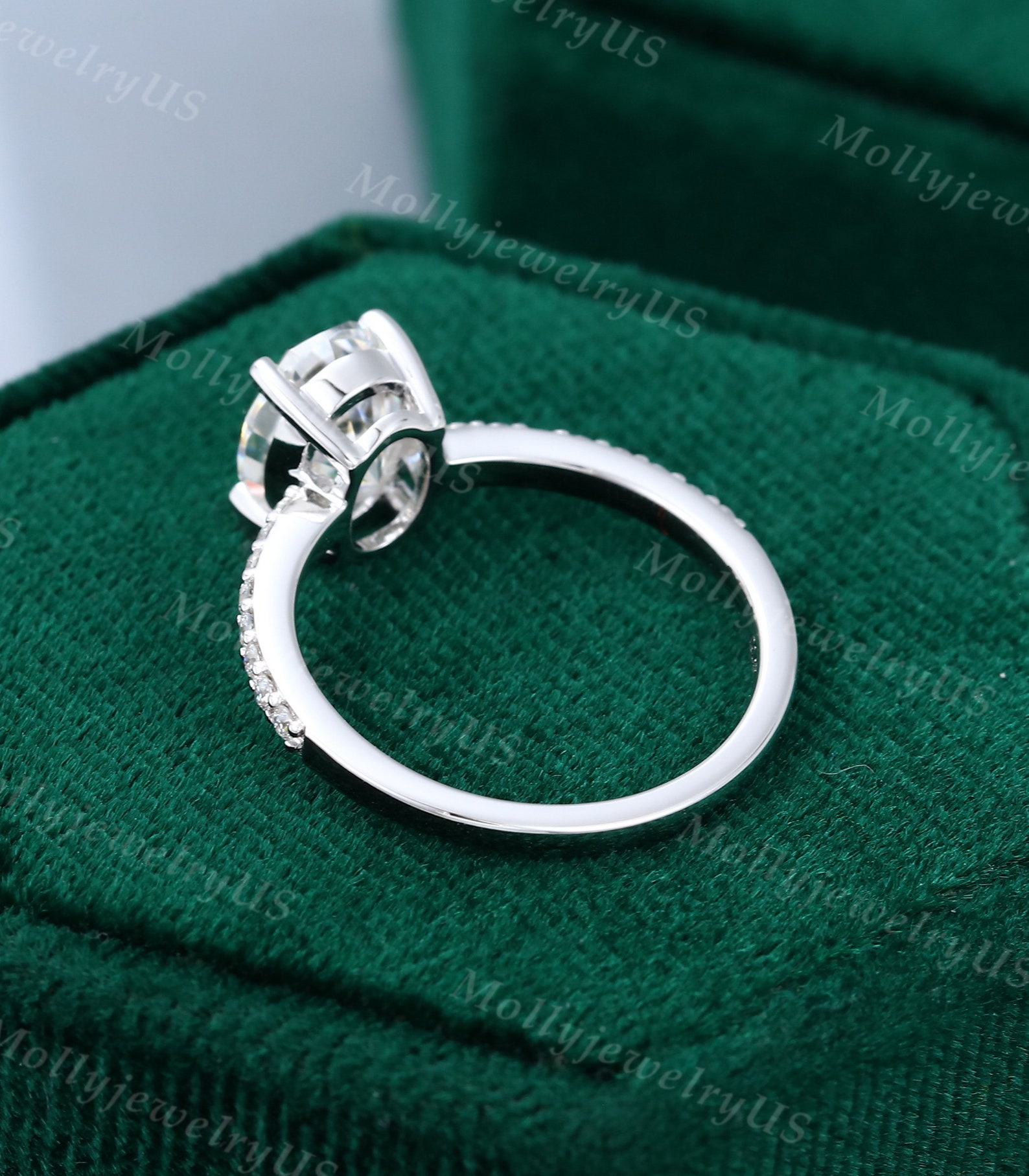 Oval Moissanite Engagement Ring White Gold Unique Engagement | Etsy