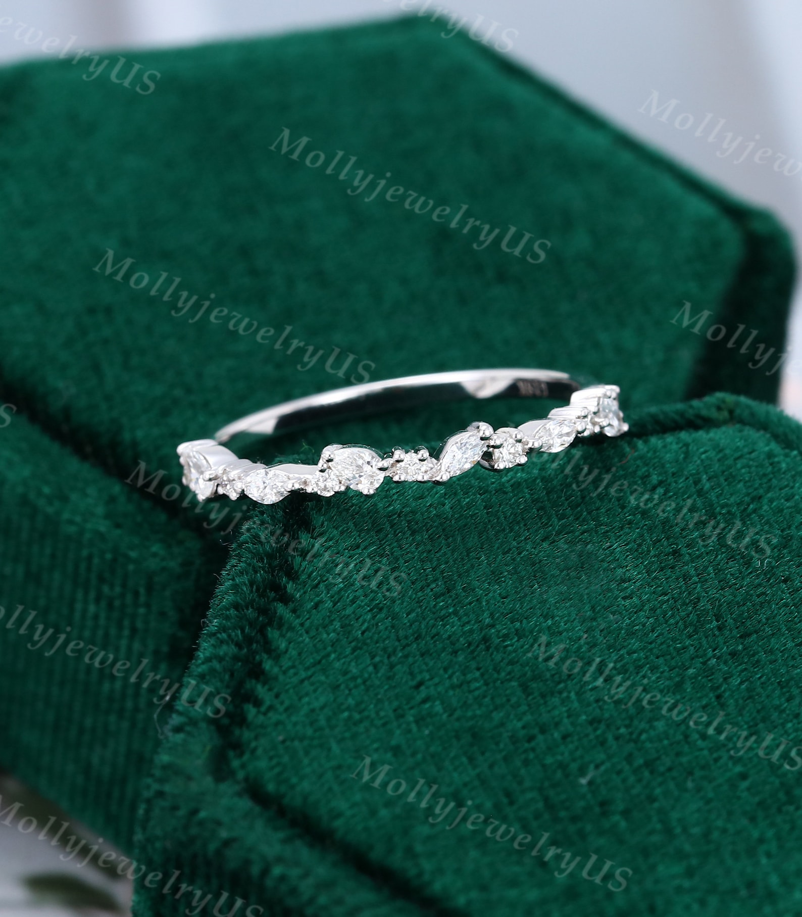 Vintage Wedding Band White Gold Unique Wedding Band Women - Etsy