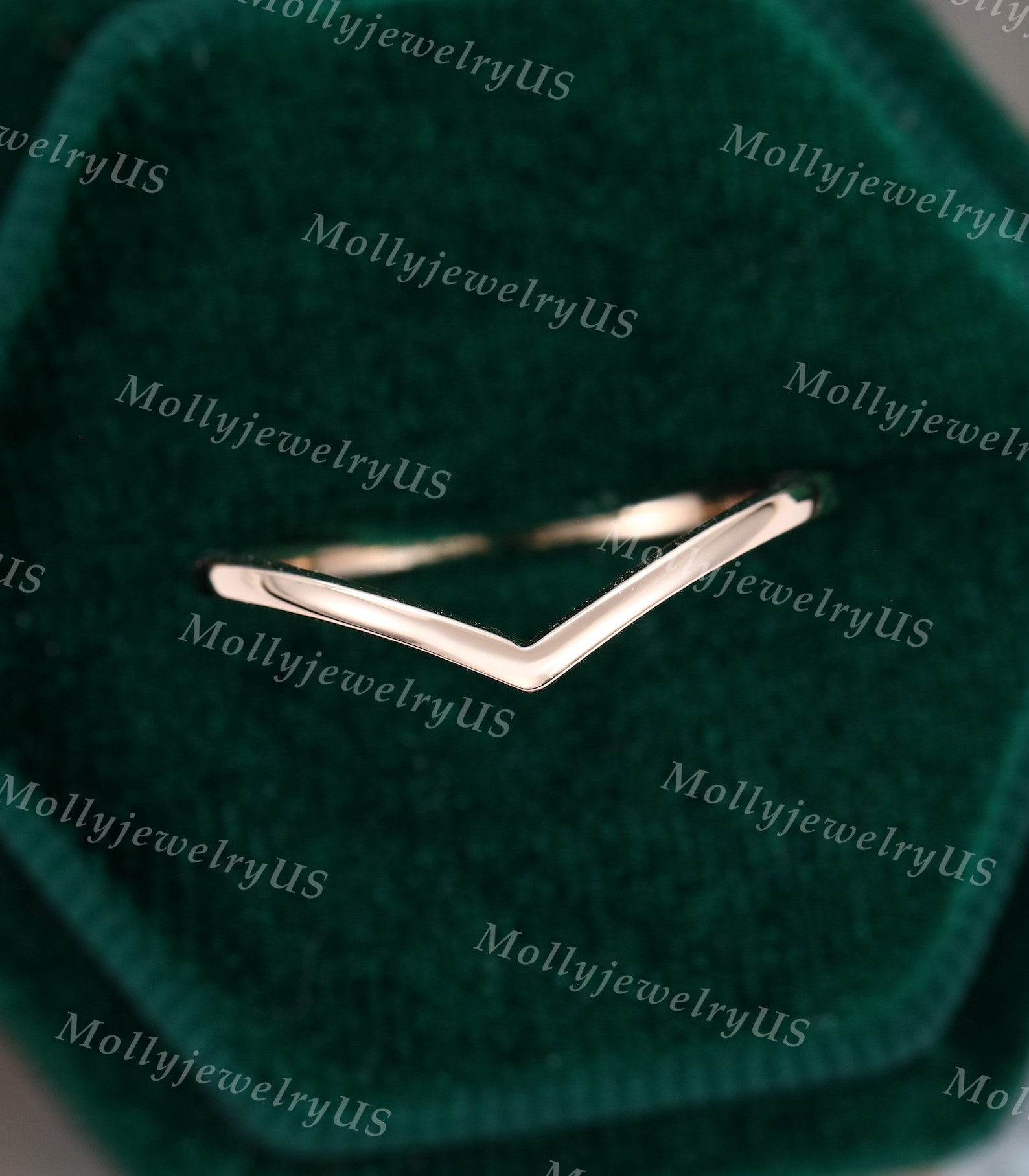 Minimalist Curved Wedding Band Vintage Simple Rose Gold | Etsy