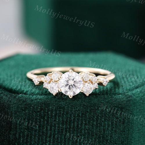 14k Solid Gold Vintage Moissanite Engagement Ring for Women / - Etsy