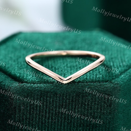 Simple Plain Curved Wedding Band Rose Gold Women Delicate - Etsy