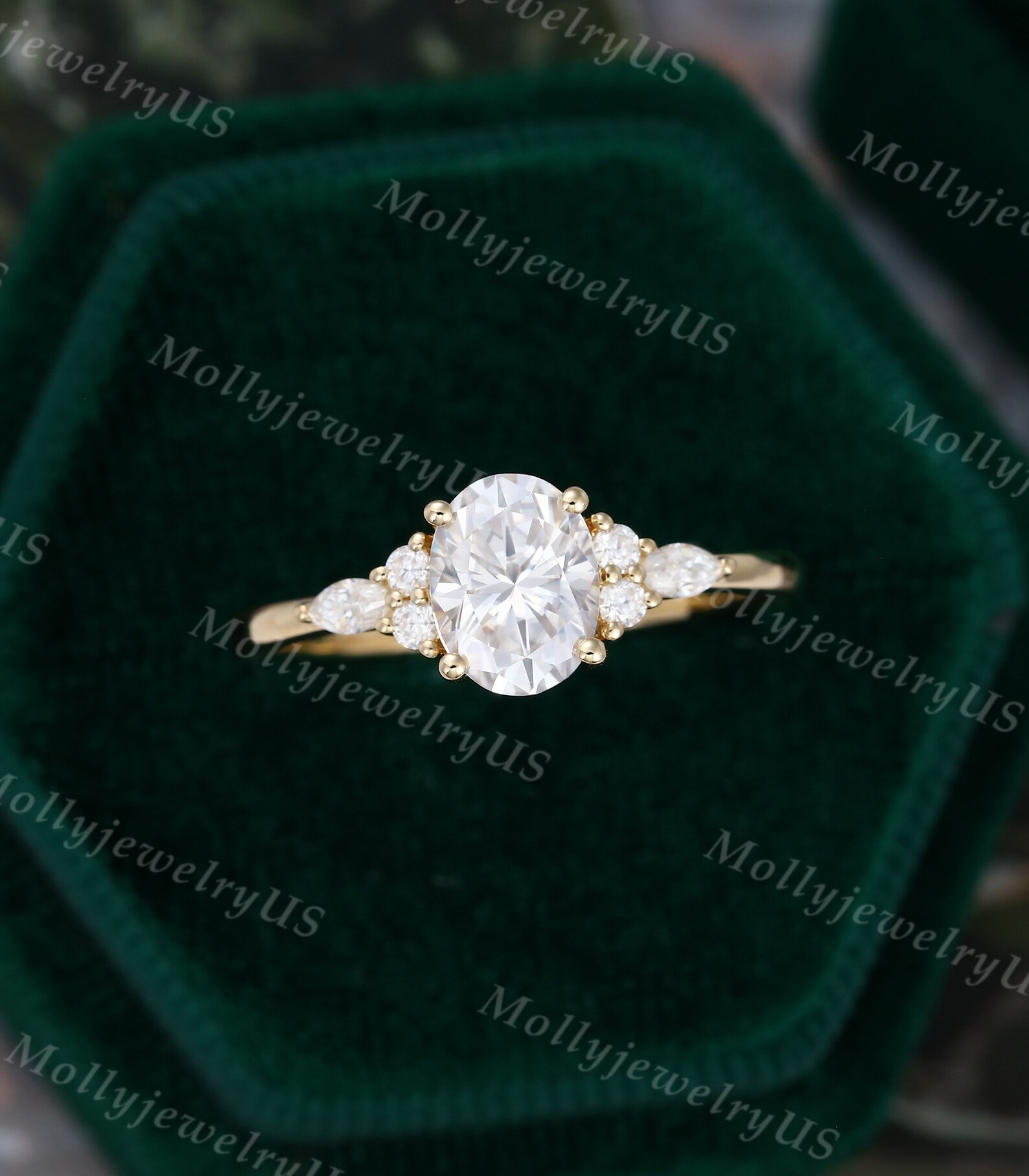 Oval Cut Moissanite Engagement Ring Vintage Yellow Gold Unique - Etsy