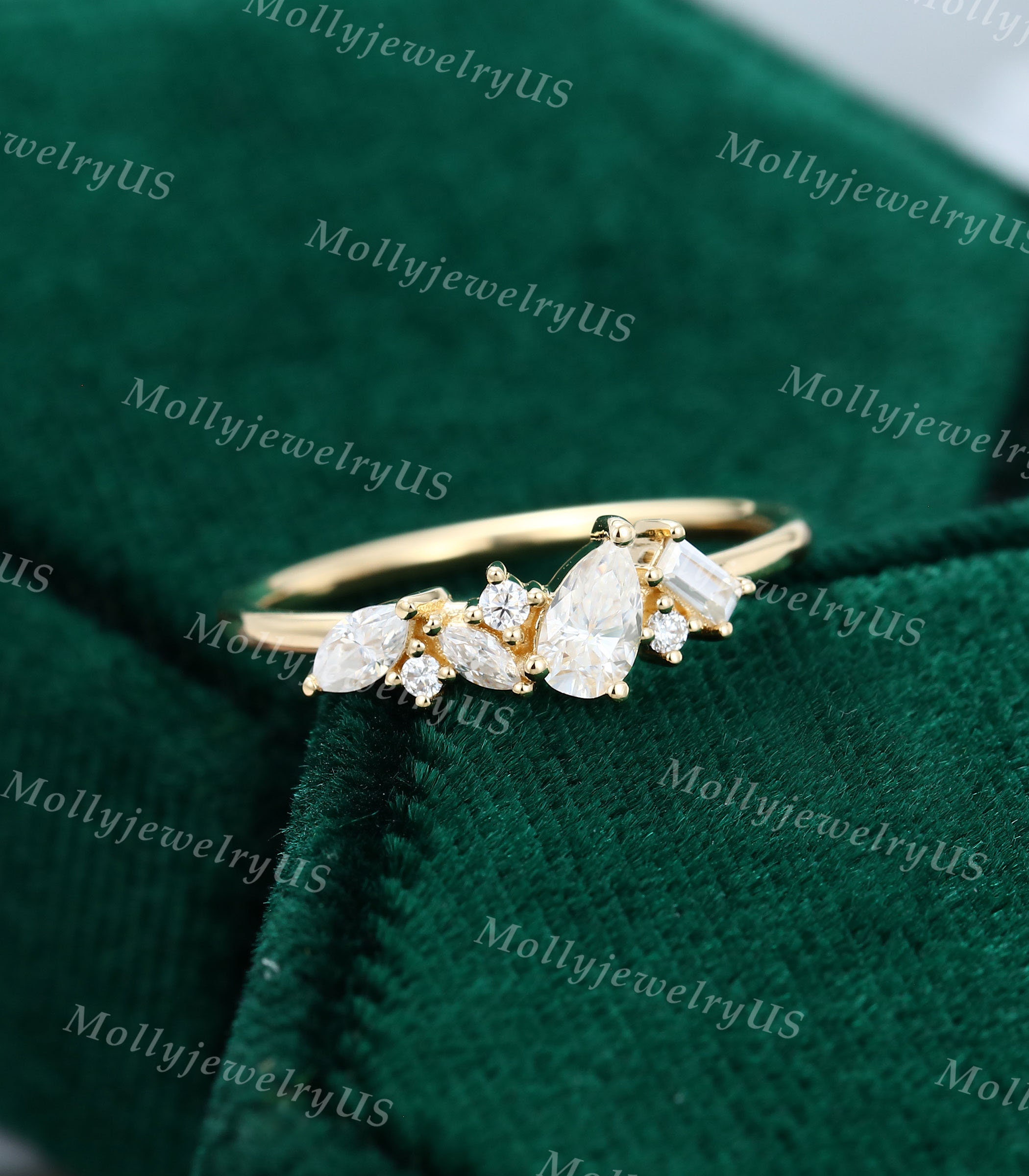 Pear Shaped Moissanite Engagement Ring Vintage Yellow Gold | Etsy