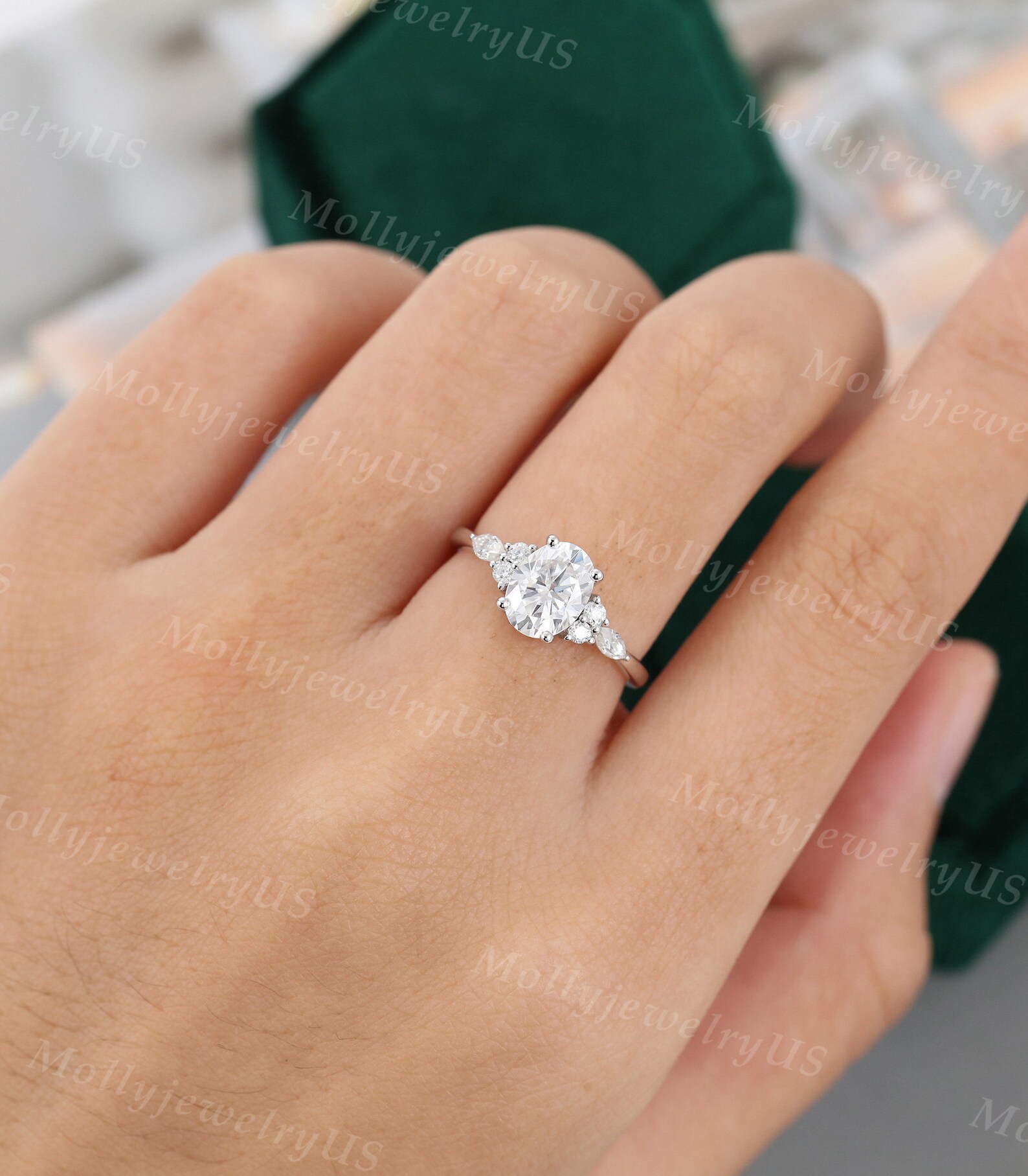 Oval Cut Moissanite Engagement Ring Vintage Unique Engagement - Etsy