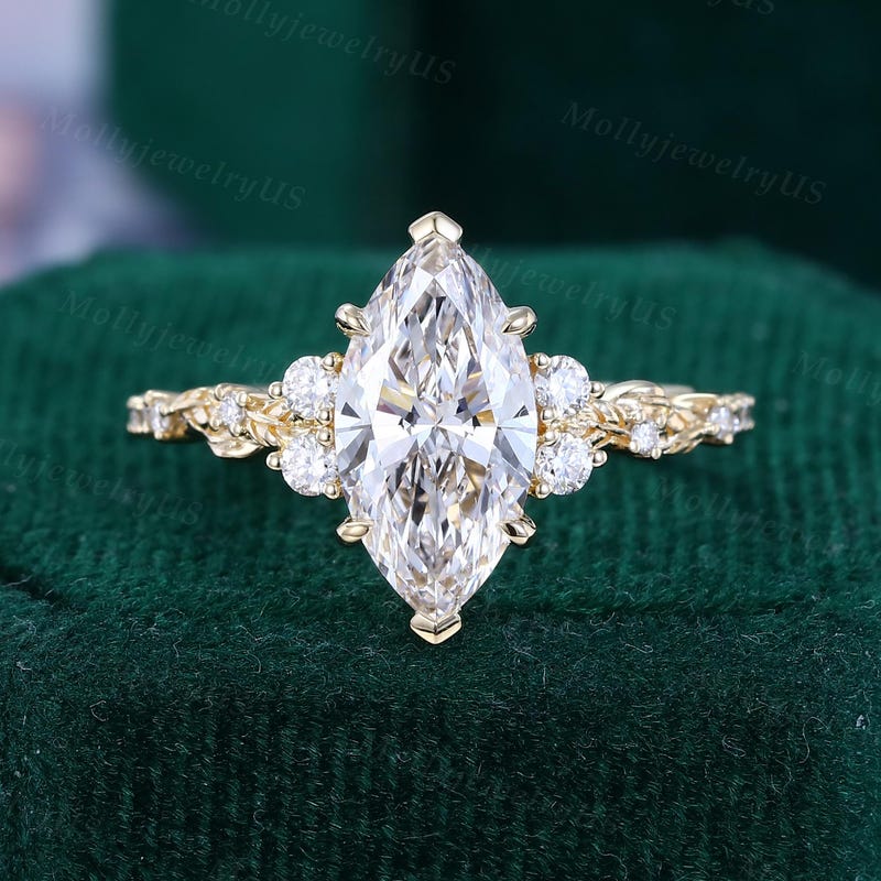 Marquise Diamond Ring Igi - Etsy