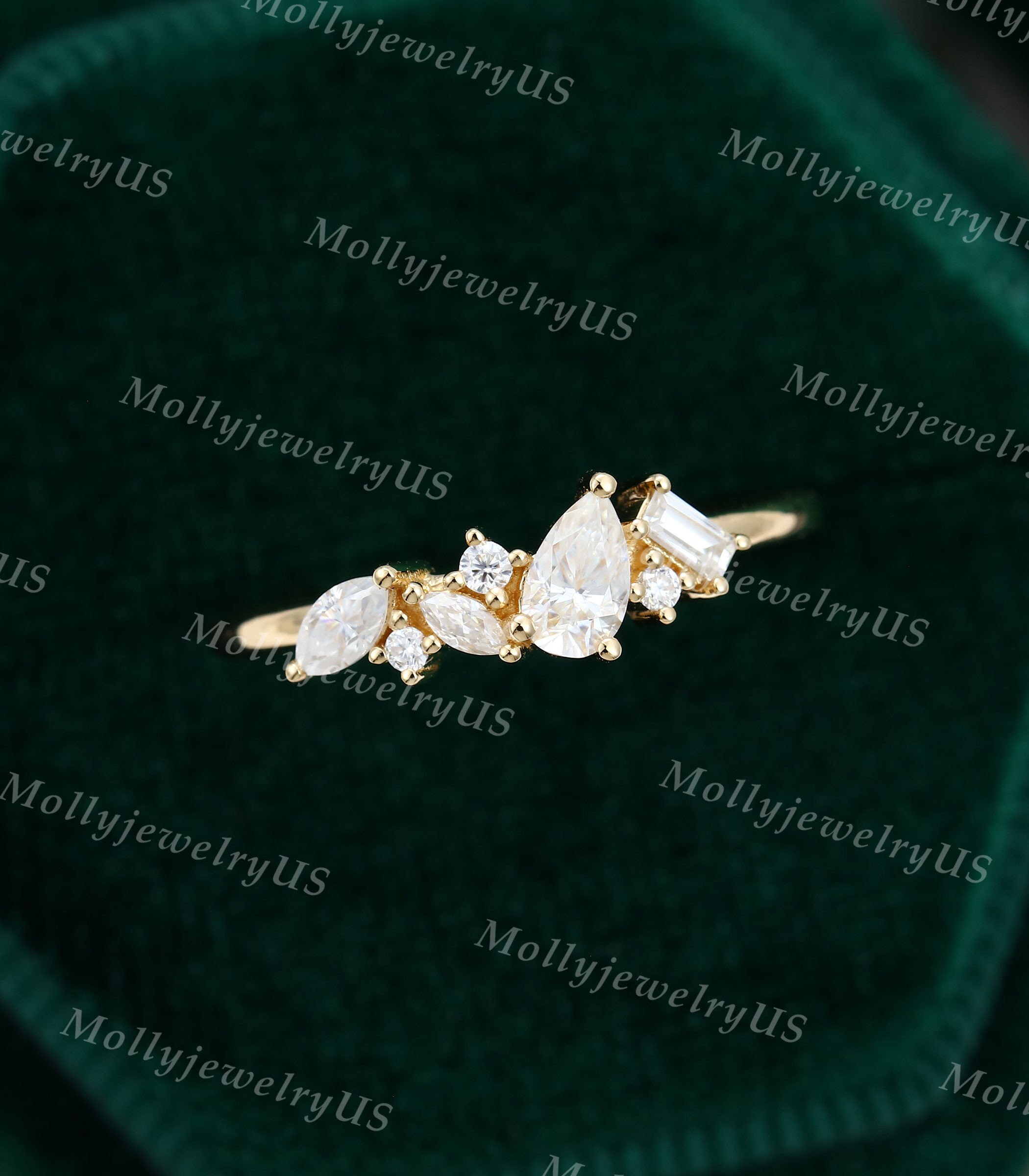 Pear Shaped Moissanite Engagement Ring Vintage Yellow Gold | Etsy