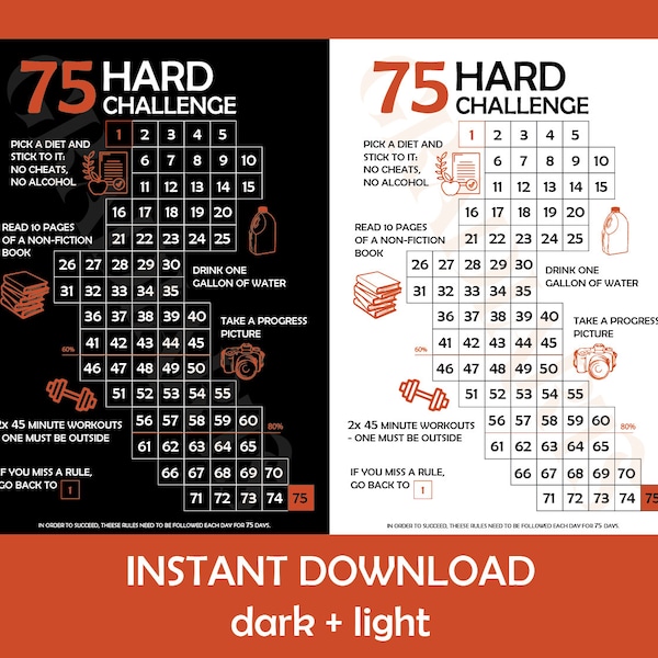 75 Challenge Poster - Etsy