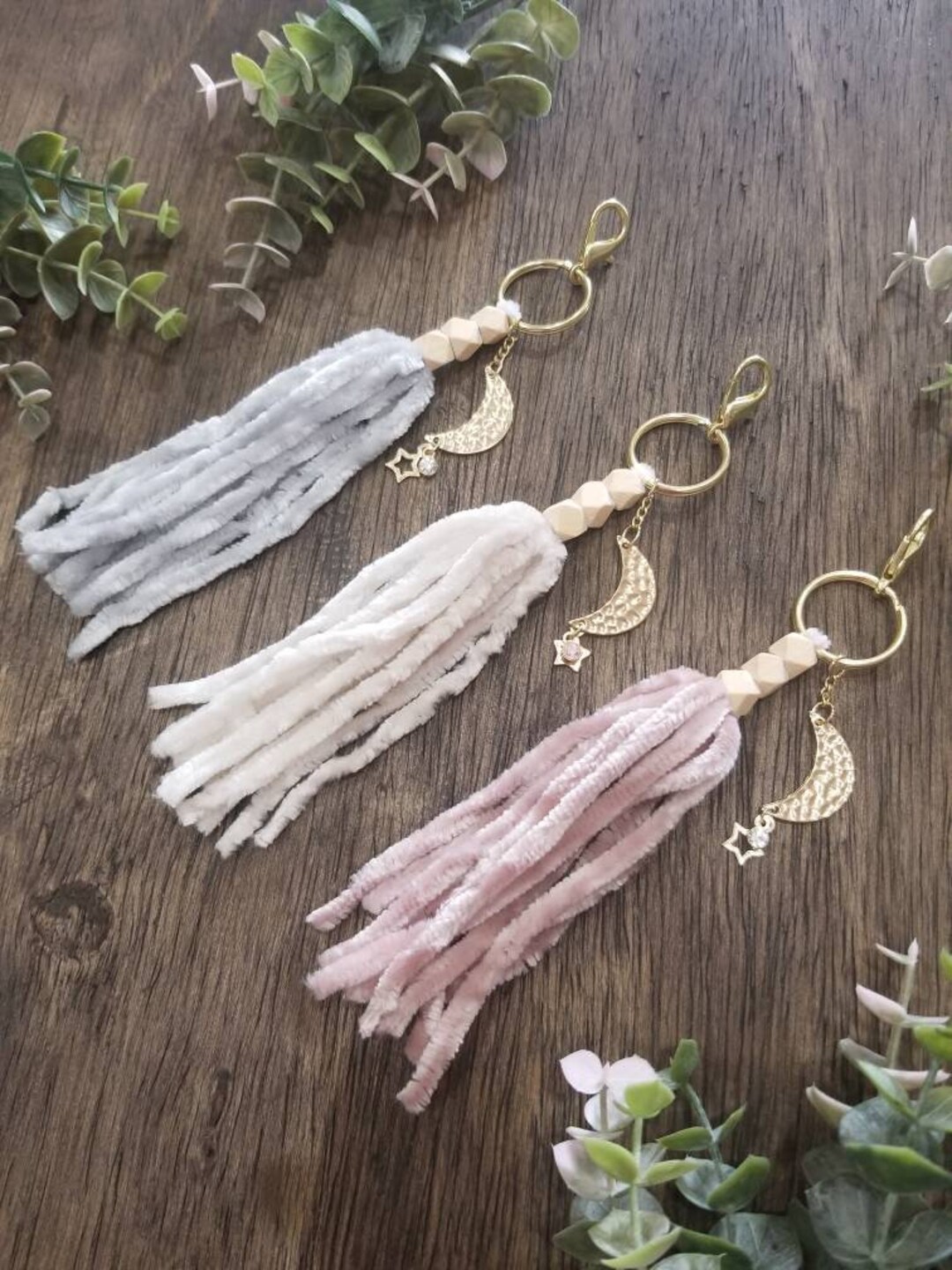 Moon & Star Boho Inspired Keychain - Etsy