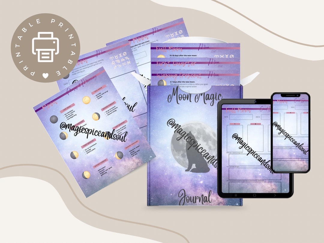 24 Page Digital Printable Moon Magic Planner Tracker Journal Diary - Etsy
