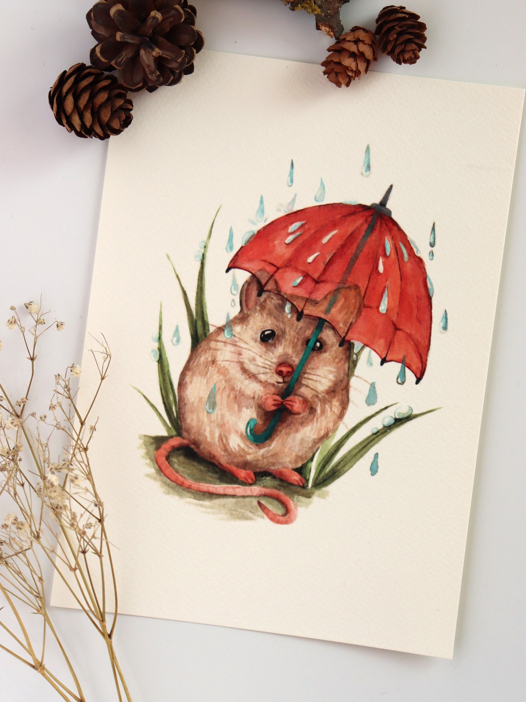 Mouse Watercolor Painting Mouse Art Animal Wall Art - Etsy