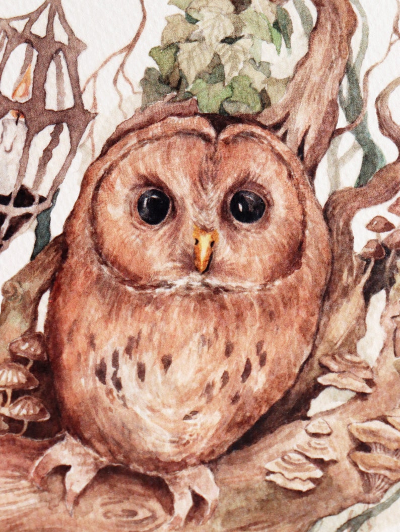 Owl Art Owl Paintings Witchy Art Cottagecore Art Whimsical - Etsy
