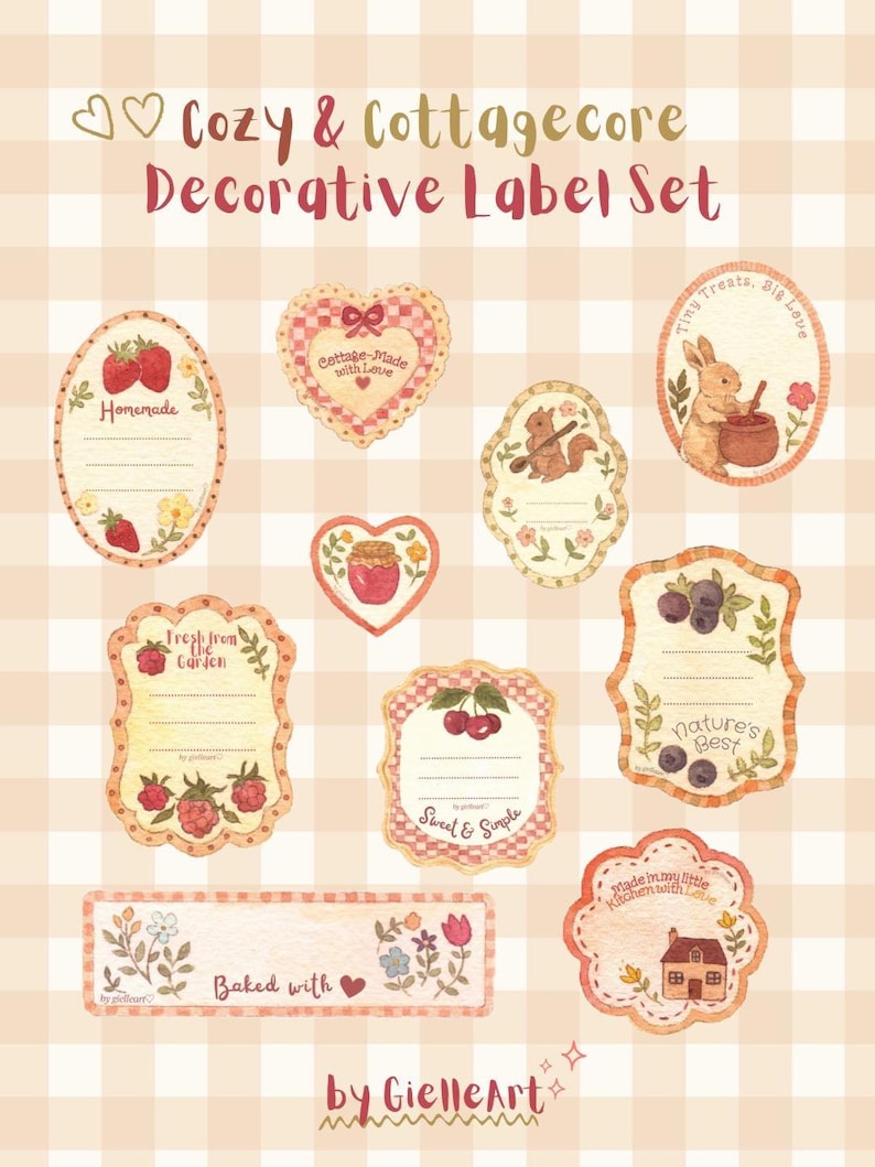 Cottagecore Labels Set, Jam Jar Labels, Coquette Decor, Handmade ...