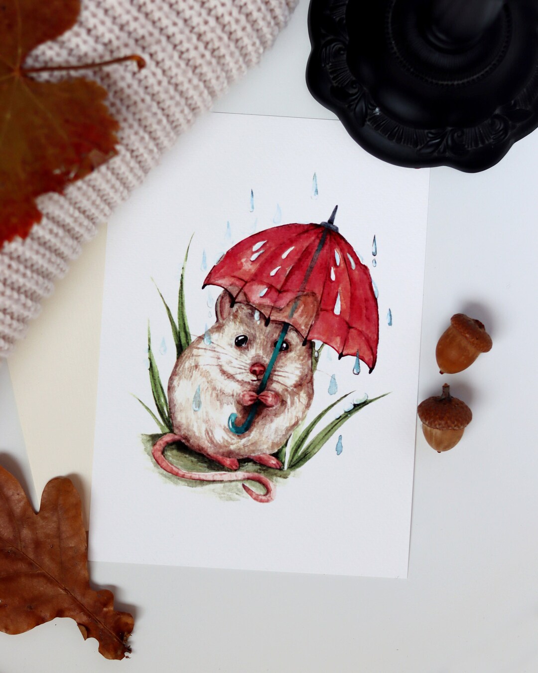 Mouse Watercolor Painting, Mouse Art, Animal Wall Art, Children ...