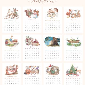 Calendar 2025, Cute Animal Calendar, Illustration Wall Calendar ...