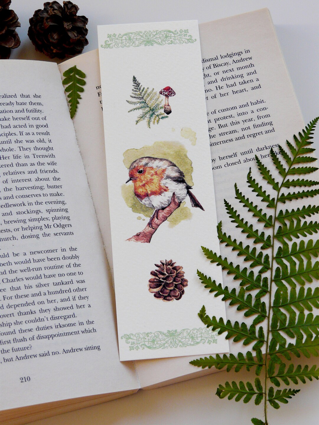 Robin Bookmark, Bird Art, Bird Bookmark, Watercolor Painting, Woodland ...