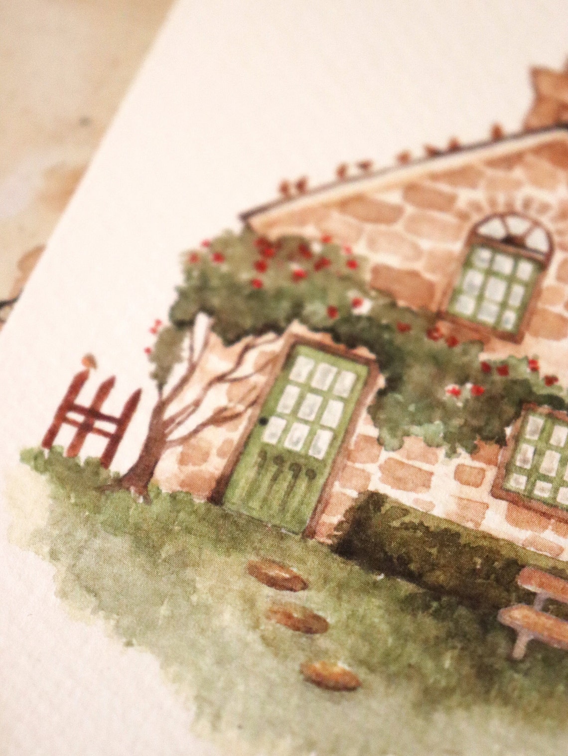 Bird Cottage Cottage Art Cozy Fall Art A6 Card Cottagecore - Etsy