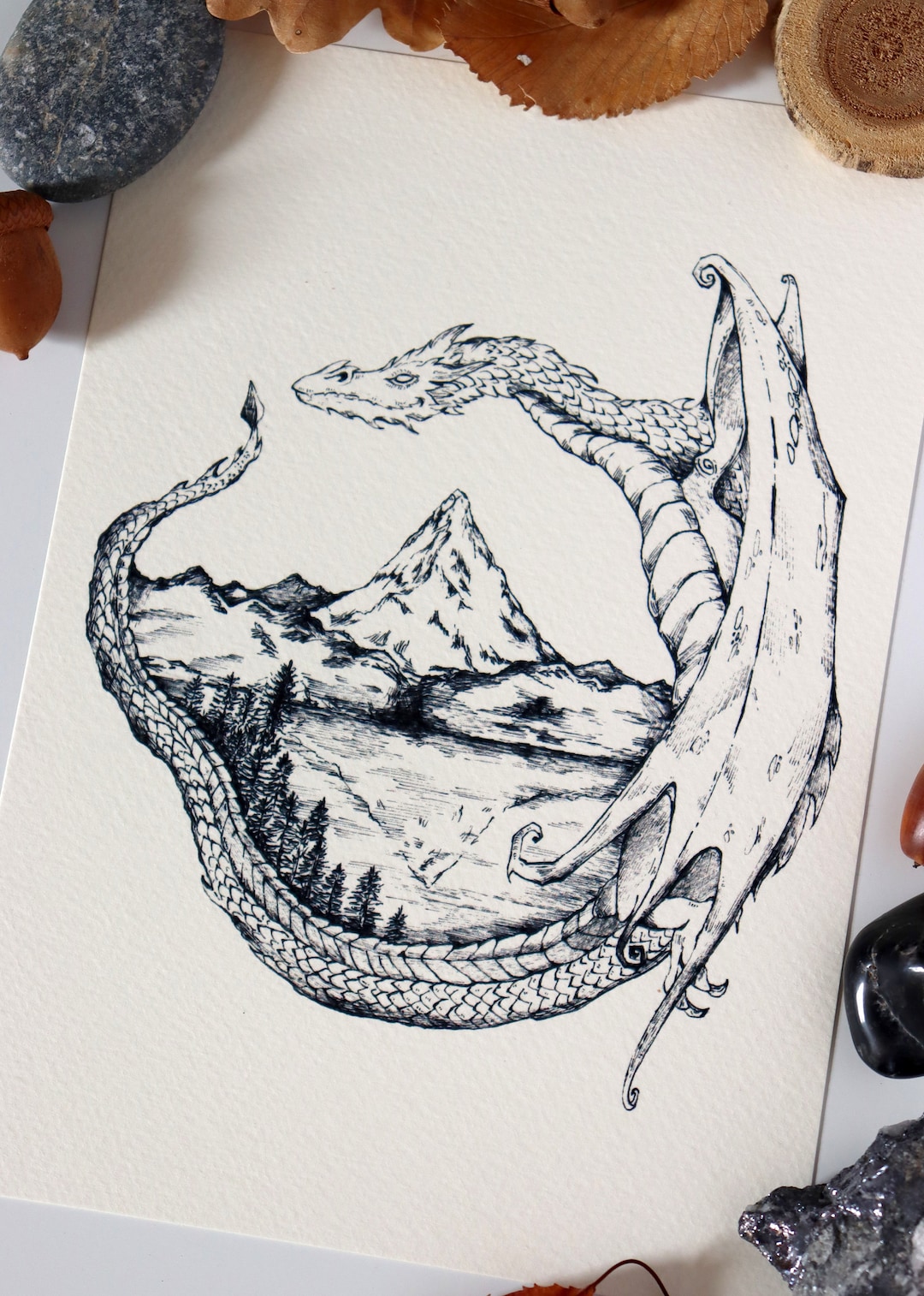 Dragon Ink, Ink Illustration, Smaug the Dragon, the Hobbit, Ink Drawing ...