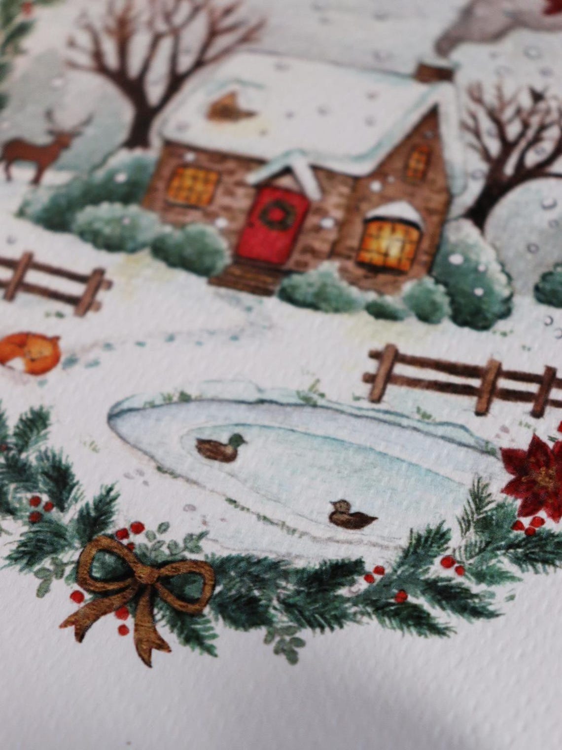 Cottagecore Christmas, Art Print, Winter Cottage, Illustration Woodland ...