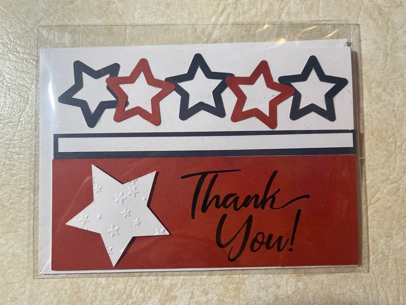 Veterans Day thank You Card Red and Blue Stars - Etsy