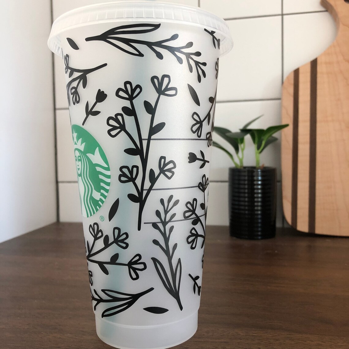 Flower Starbucks Cup • Botanical Design • Starbucks Cold Cup • 24oz ...