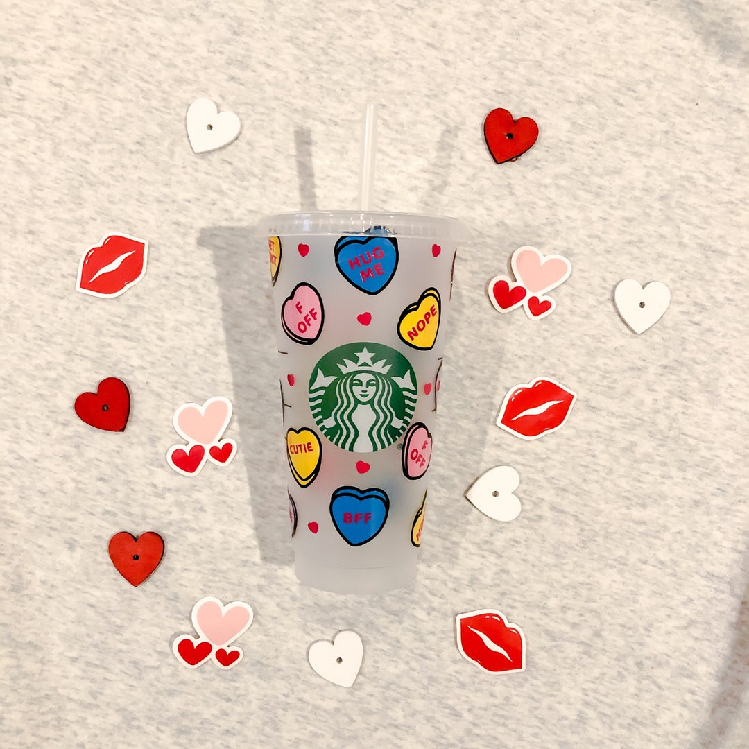 Valentine’s Day Starbucks Cold Cup • Heart Cup • Starbucks Reusable Cup ...
