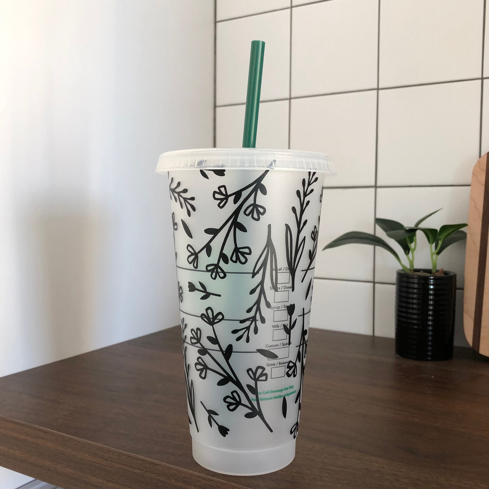 Flower Starbucks Cup • Botanical Design • Starbucks Cold Cup • 24oz ...