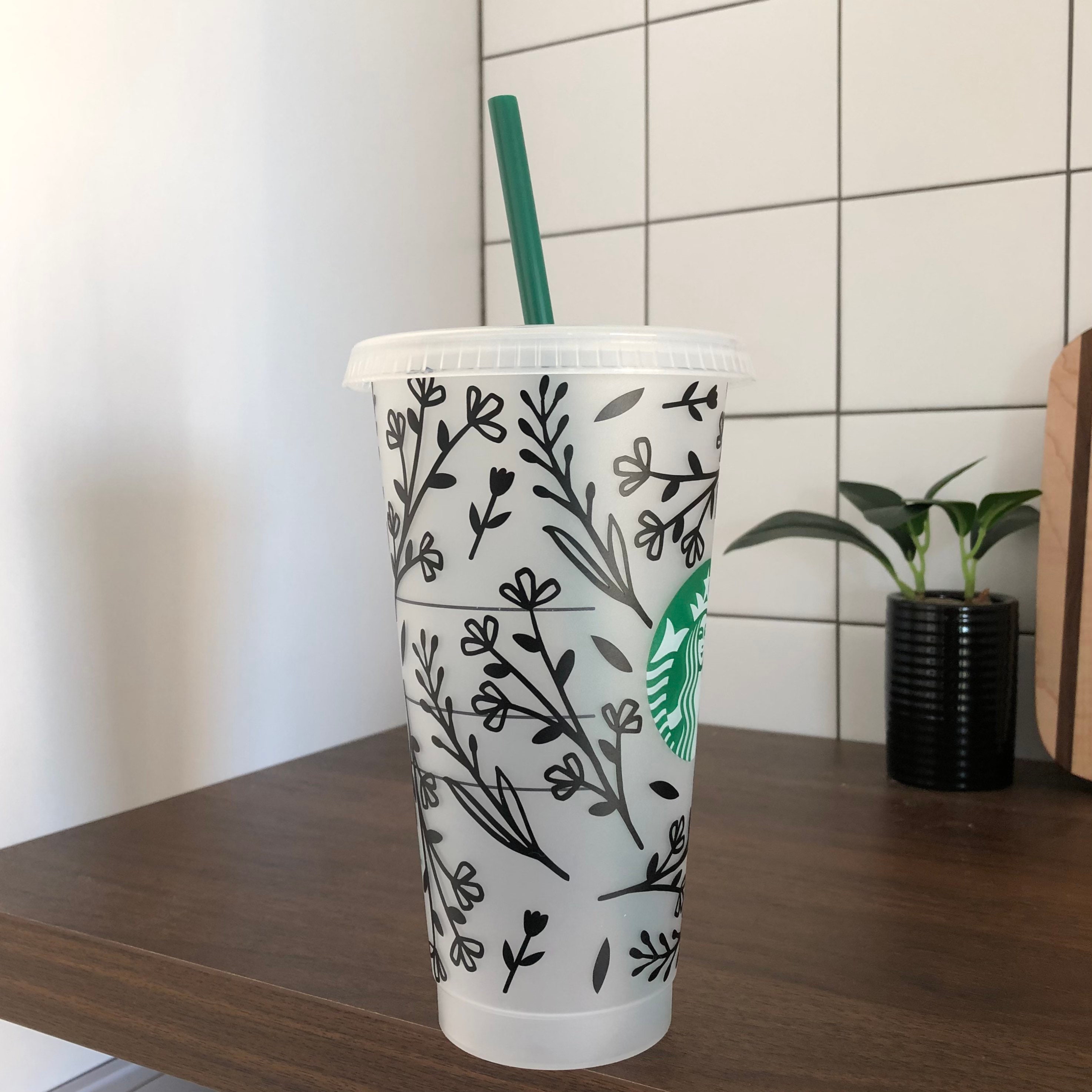 Flower Starbucks Cup • Botanical Design • Starbucks Cold Cup • 24oz ...