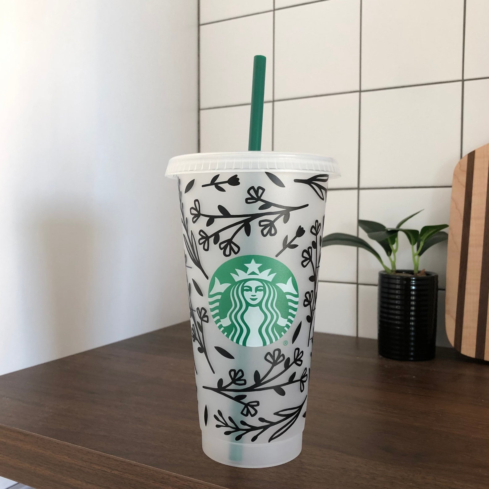 Flower Starbucks Cup • Botanical Design • Starbucks Cold Cup • 24oz ...